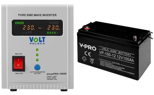 Zestaw: zasilacz awaryjny Volt Sinus Pro 1000E 1000VA/700W + akumulator ...