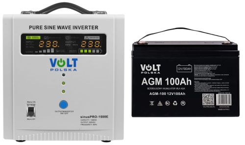 Zestaw: zasilacz Volt Sinus Pro 1500E 1500VA/1000W + akumulator Volt ...